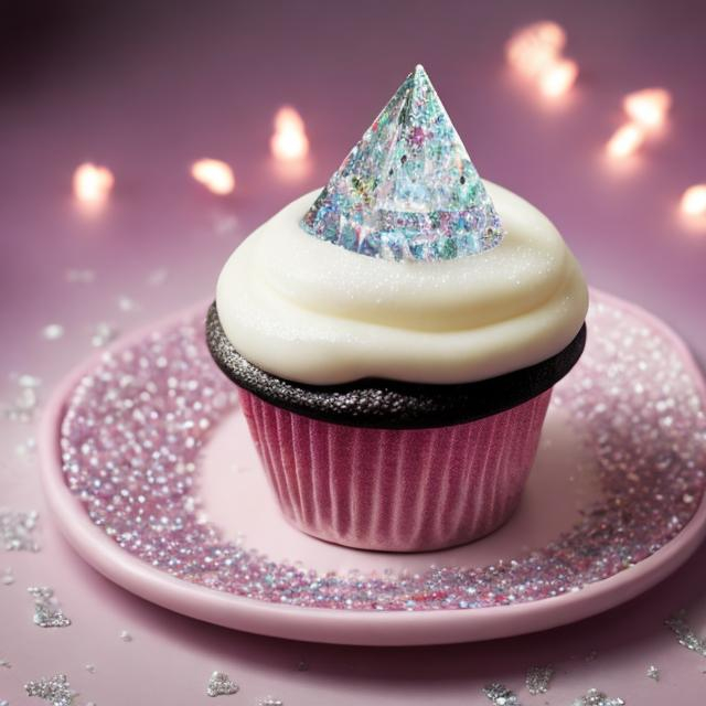 Cupcake with diamond shape sugar crystals on top