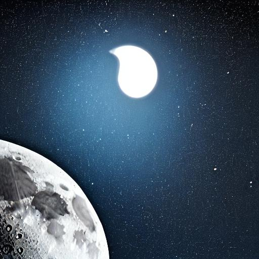 Moon in a deep space near an alien planet