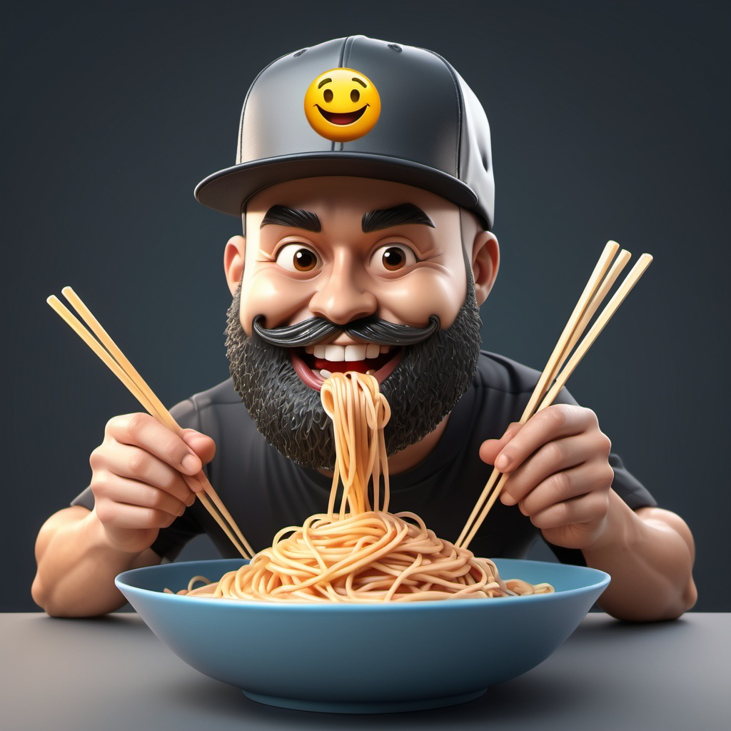 3d surreal smiling emoji face gangster wearing a sna...