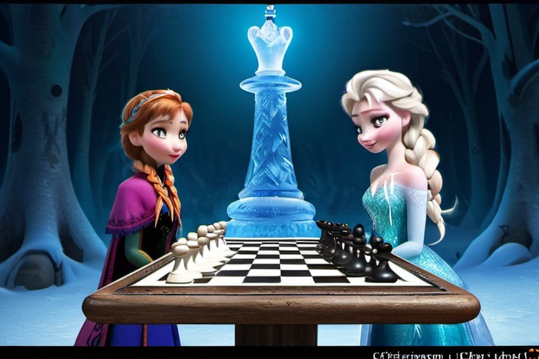 "I would like a funny image of a chess table under w...