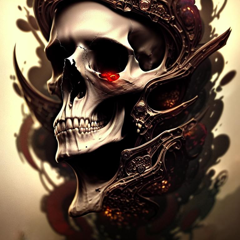 Portrait of a dead skull, tattooed, Detailed Render,... | OpenArt