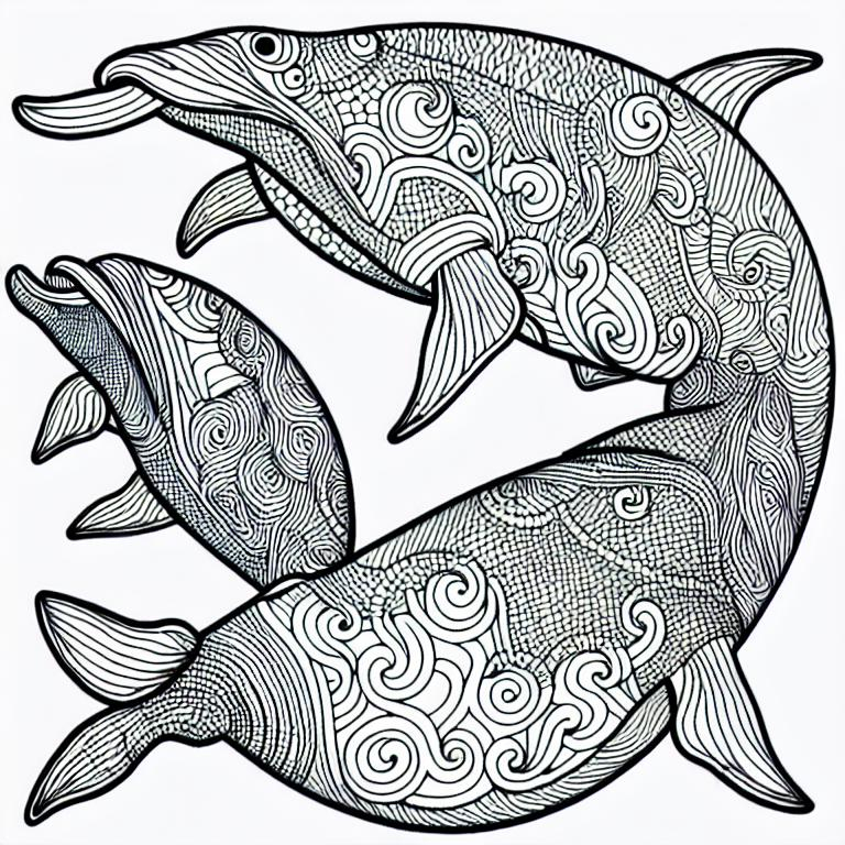 dolphins jumping out of water zentangle, beautiful c... | OpenArt