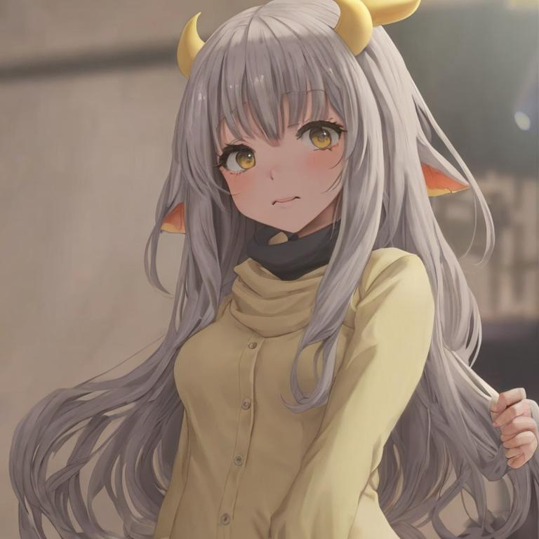 Cute Cow Girl Standing Up Yellow Clothes Black Sc Openart