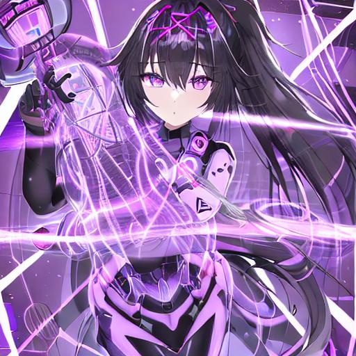 techno girl with x ray and purple shining eyes and b... | OpenArt