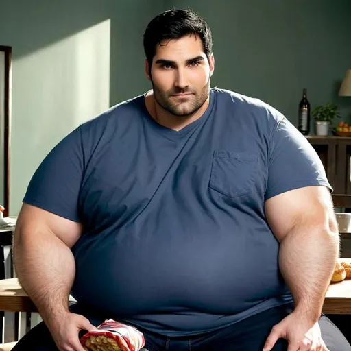 morbidly obese Tyler Hoechlin proudly gazing down at...