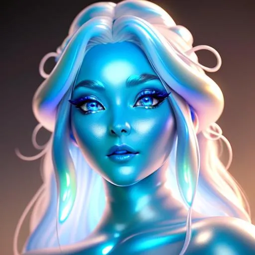 photo of blue slime girl emerging from puddle, afric... | OpenArt