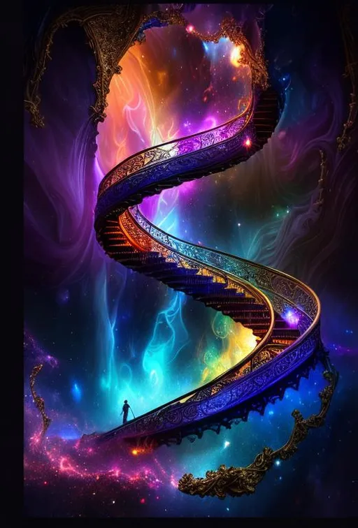 Cosmic Nebula Beautiful {Winding staircase up to oth... | OpenArt