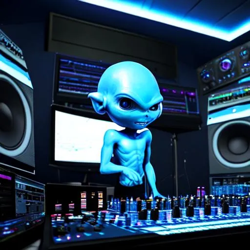 blue alien from andromeda making beats with huge stu... | OpenArt