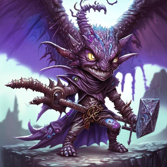 Tiny deamon paints a picture, fantasy, d&d, high de...
