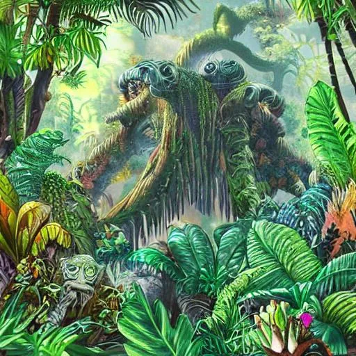 A highly detailed portrait jungle landscape alien | OpenArt