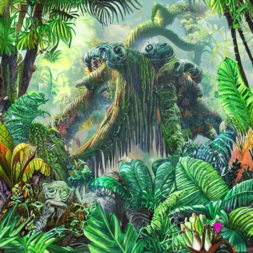 A highly detailed portrait jungle landscape alien | OpenArt