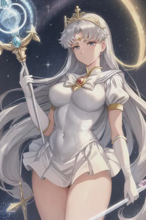 Omnipotent godlike Eternal Sailor Moon illuminated b...