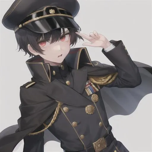 A cute dark supreme leader boy with a leader militar...