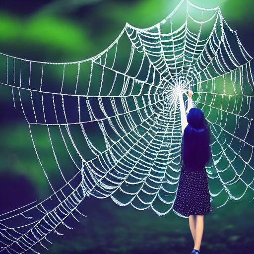 Bird of paradise, spider web, arachne, woman,Anime,...