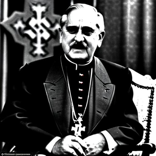 Demonic evil pope with butler mustache wearing a swa... | OpenArt