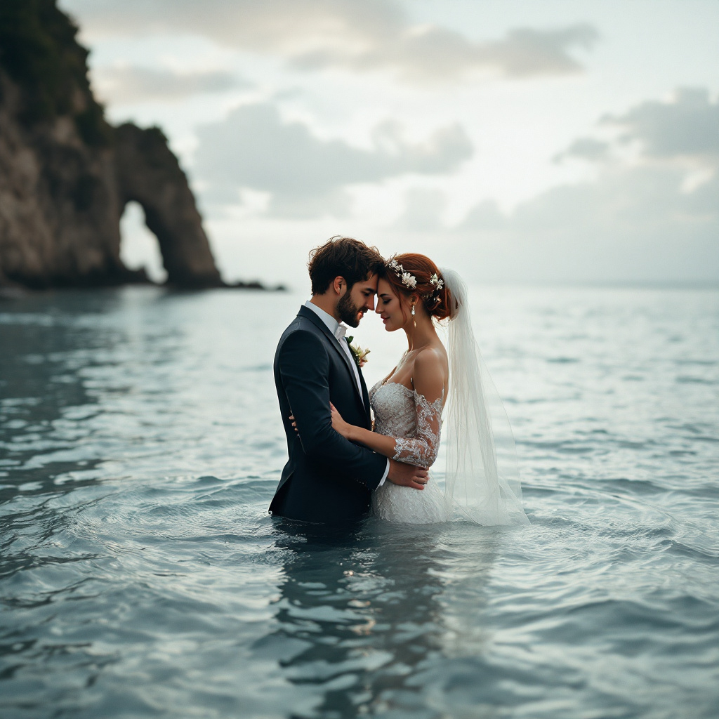 a wedding in the sea water