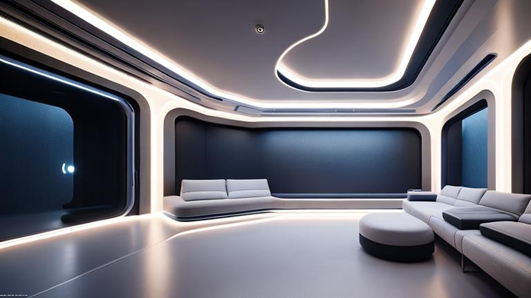 modern futuristic interior with liminal space. cinem...