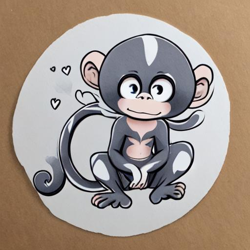 supercute white ink monkey | OpenArt