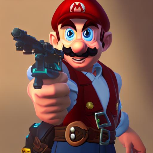 mario with glock | OpenArt