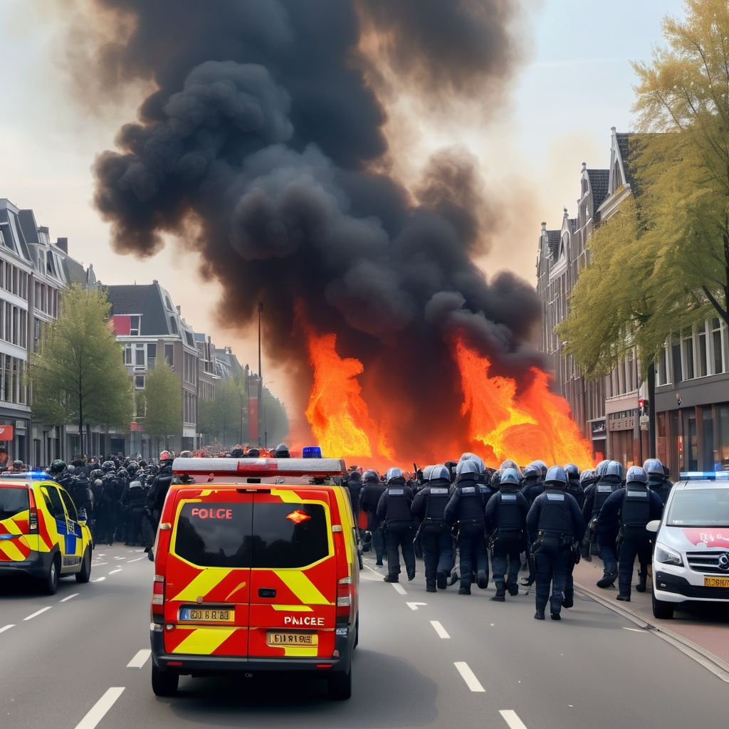 the police and youth are fighting in den haag, it ha...