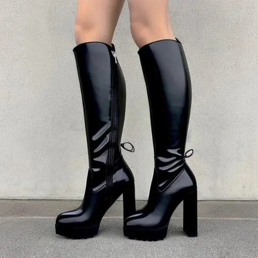 sturdy leather-soled cloth boots have straps at the... | OpenArt