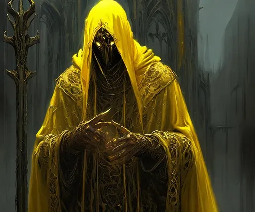 king in yellow cloak. concept art. wlop. ross draws....