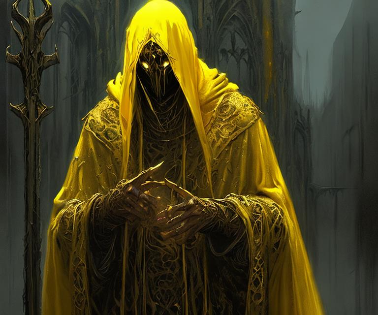 king in yellow cloak. concept art. wlop. ross draws....
