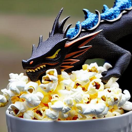 dragon eating popcorn | OpenArt