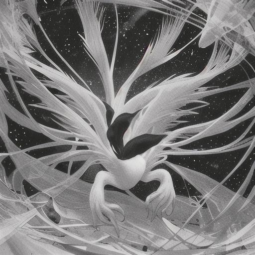 Black and white illustration of a space creature wit... | OpenArt