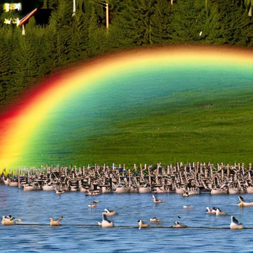One hundred Canadian geese rainbow | OpenArt