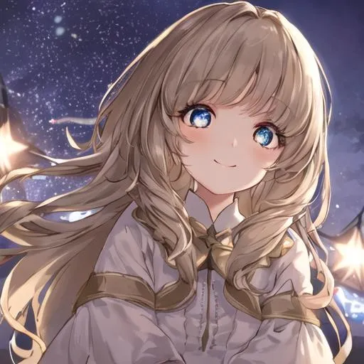 Her eyes are like stars. She is smiling and she is 1... | OpenArt