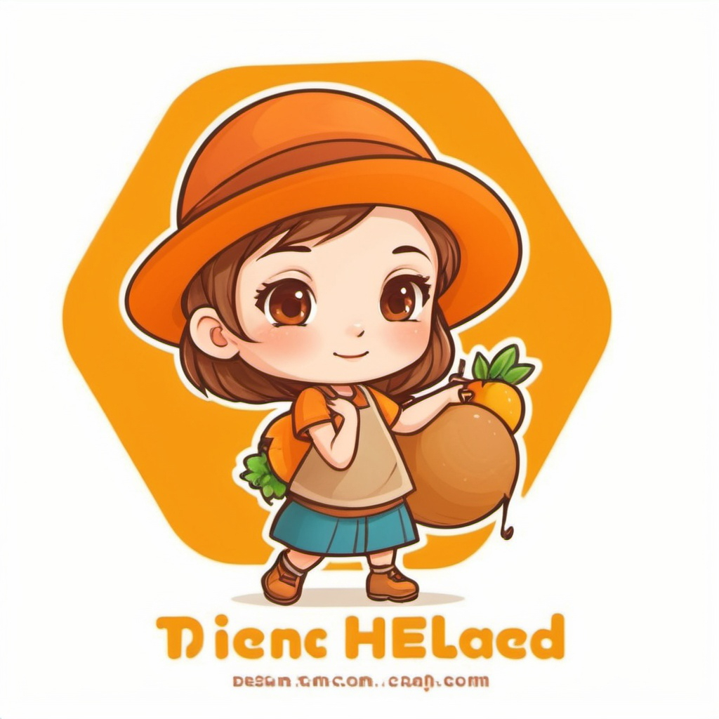 Design a 2D logo in Chibi style, featuring a young a...