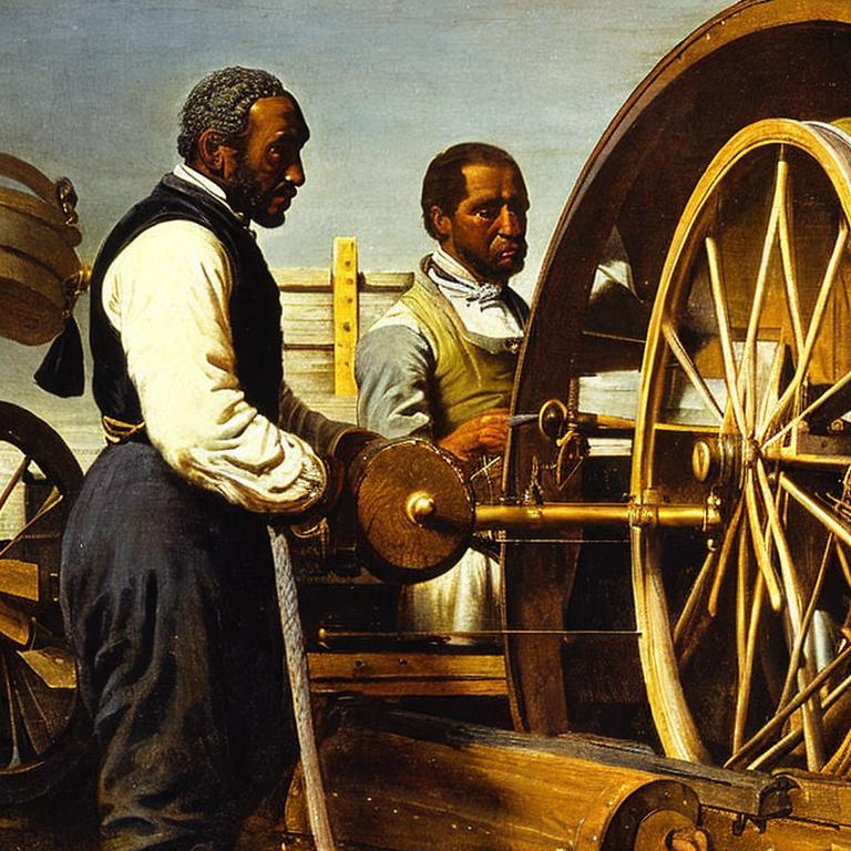 An African American wheelwright, 1840. highly detail... | OpenArt