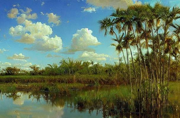 Florida everglades landscape, beautiful artwork by p...