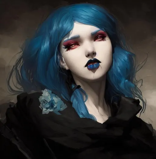 highly detailed pale woman with long dark hair and b... | OpenArt