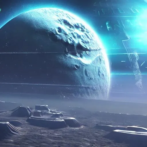 Create a ultra realistic space facility on another p...