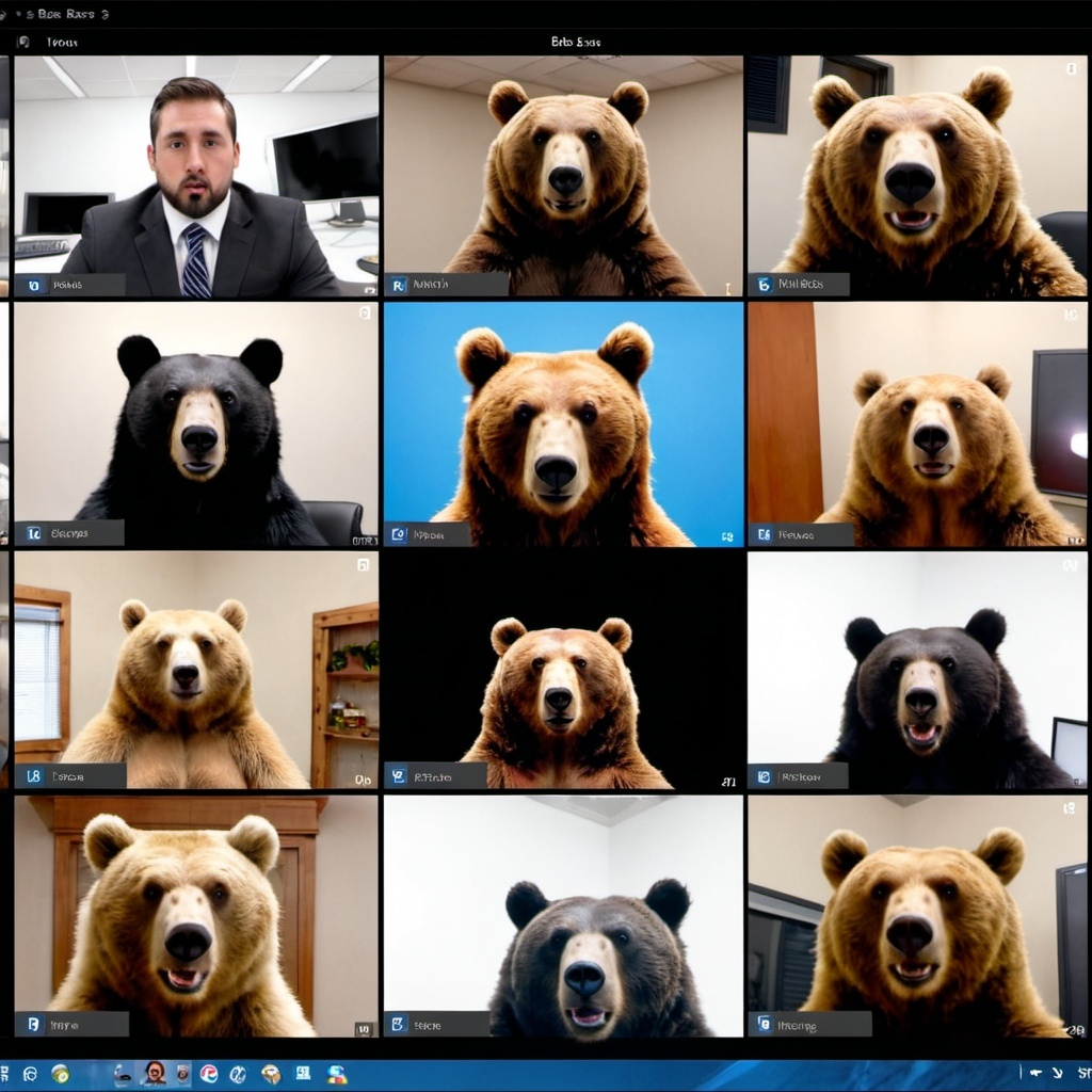 9 bears in a video conference
