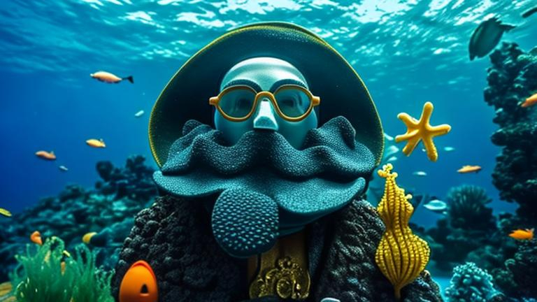 a man who lives under the sea with a very odd hat.de... | OpenArt