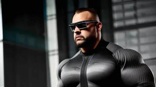 (full body shot) of a beefy android spy bodybuilder... | OpenArt