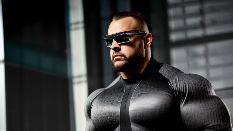 (full body shot) of a beefy android spy bodybuilder... | OpenArt