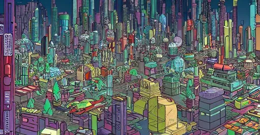 Overpopulated Science fiction cityscape inspired by...