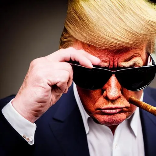 Donald trump with sunglass during the night | OpenArt