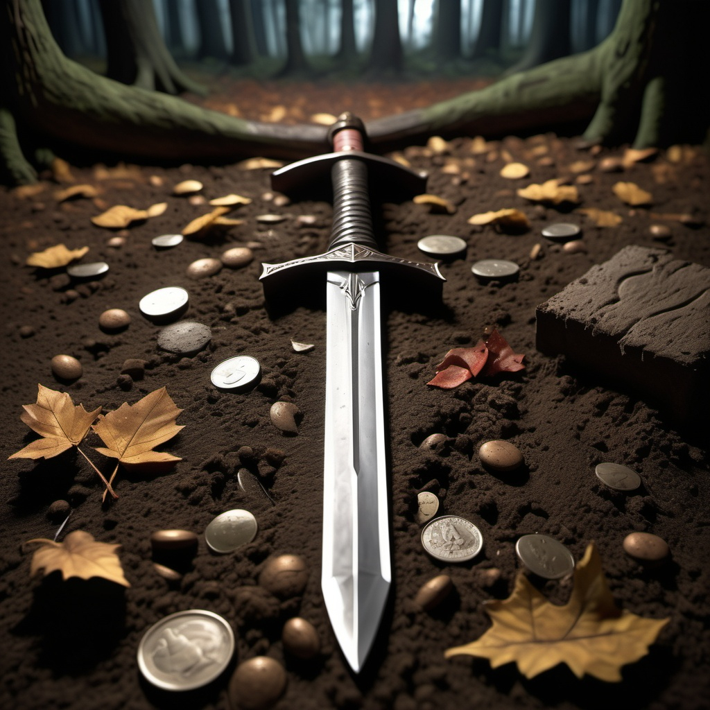 Photorealism of robin hood's sword, made of wood, an...