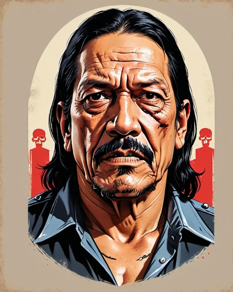 Vintage action, movie poster starring the actor Dann...