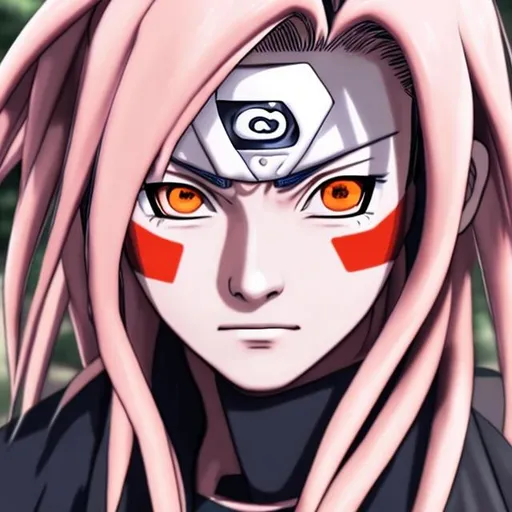 Closeup face portrait of a woman animated with narut...