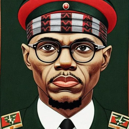 Portrait of malcolm x as a german military fascist l... | OpenArt