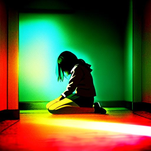 A teenage girl crying in hospital, fetal position, t...