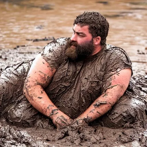Big burly bearded man wearing workwear laying down c... | OpenArt
