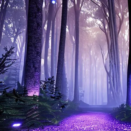 dark, mystical, bright and magical forest filled wit... | OpenArt