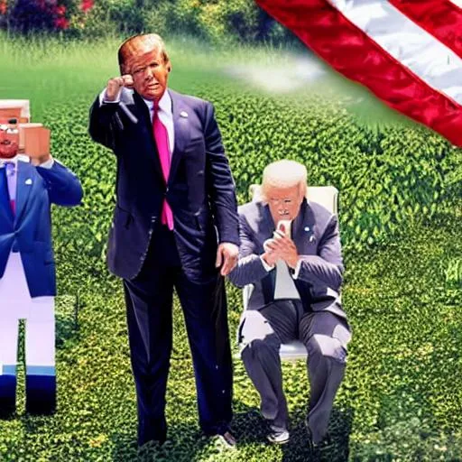 Obama, trump and Biden playing Minecraft